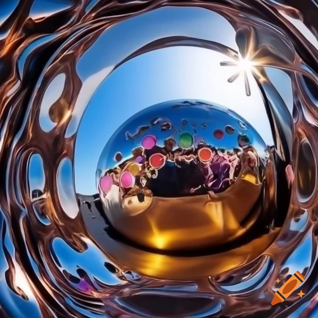 Pod with colorful metallic paint overflowing with bubbles and balls in ...