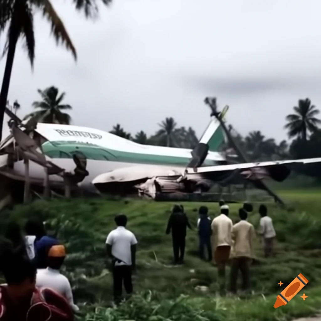 Boeing 747 crash landing on Kerala home, people fleeing scene on Craiyon