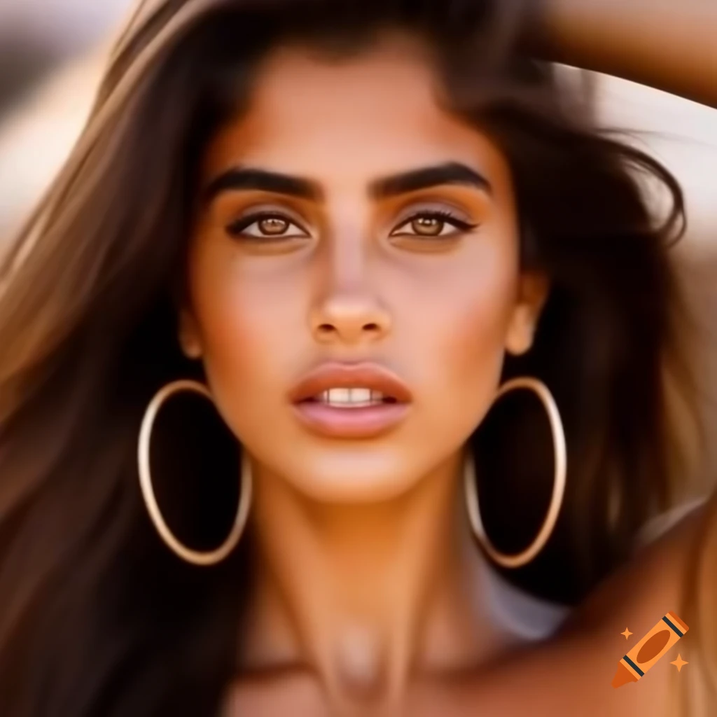 Beautiful Spanish Arabic woman with brown hair and curvy figure wearing ...