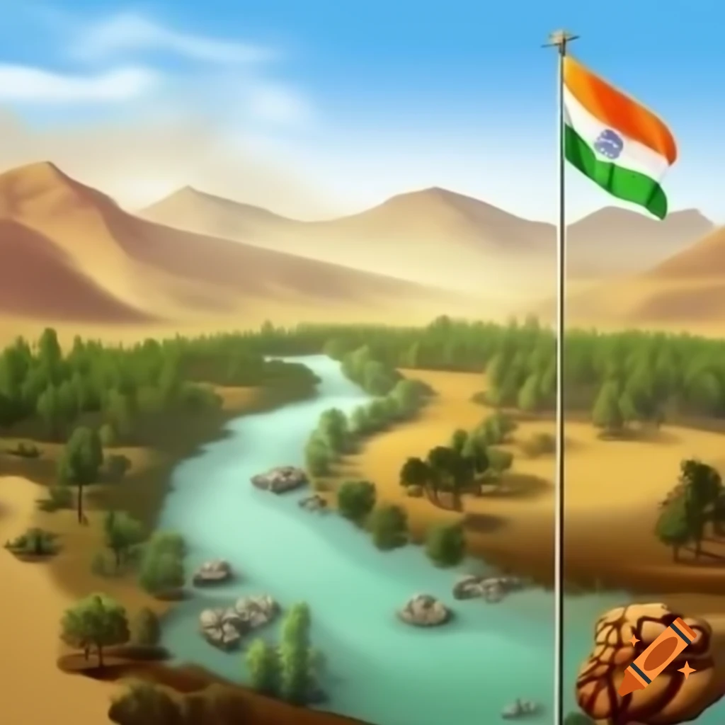 Timelapse of diverse Indian landscapes with flag and ancient ...