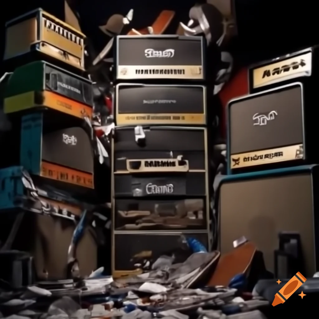 Chaotic stack of amplifiers in a disorganized setting on Craiyon