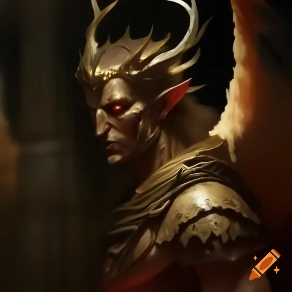 Character with angelic and devilish features split down the middle on ...