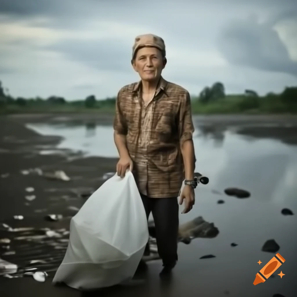 Dedi Mulyadi, governor of West Java, collecting garbage from a river on ...