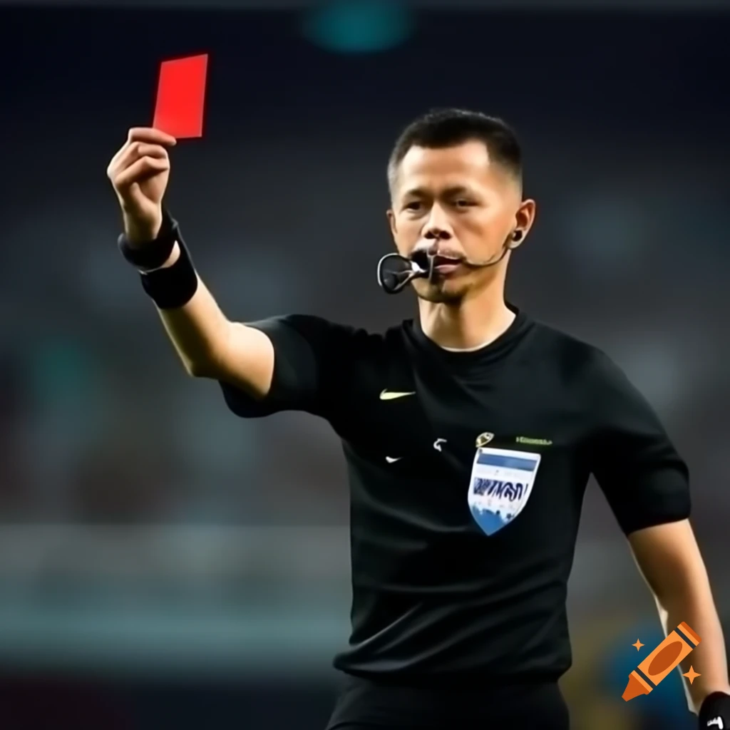 Philippine male referee showing red card in Pro Evolution Soccer PS2 on ...