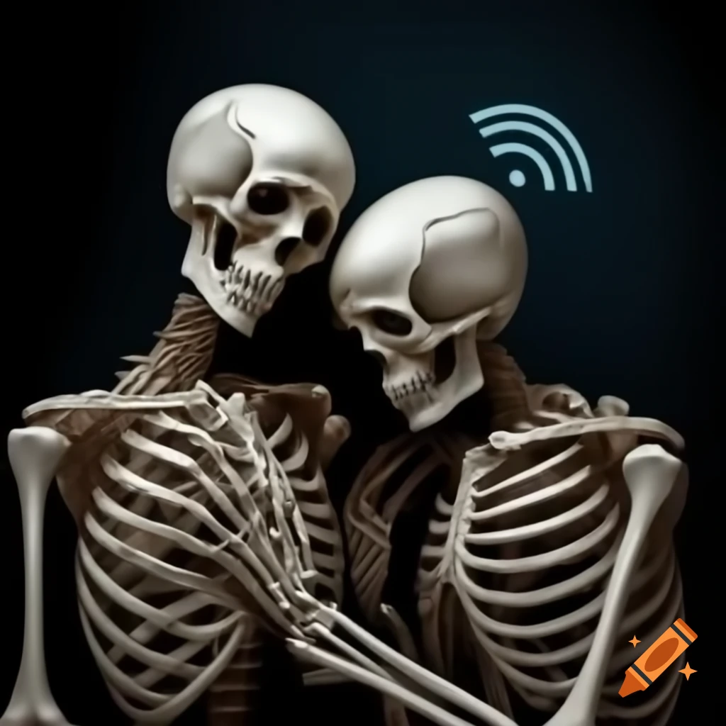 Skeleton crying due to lack of Wi-Fi on Craiyon