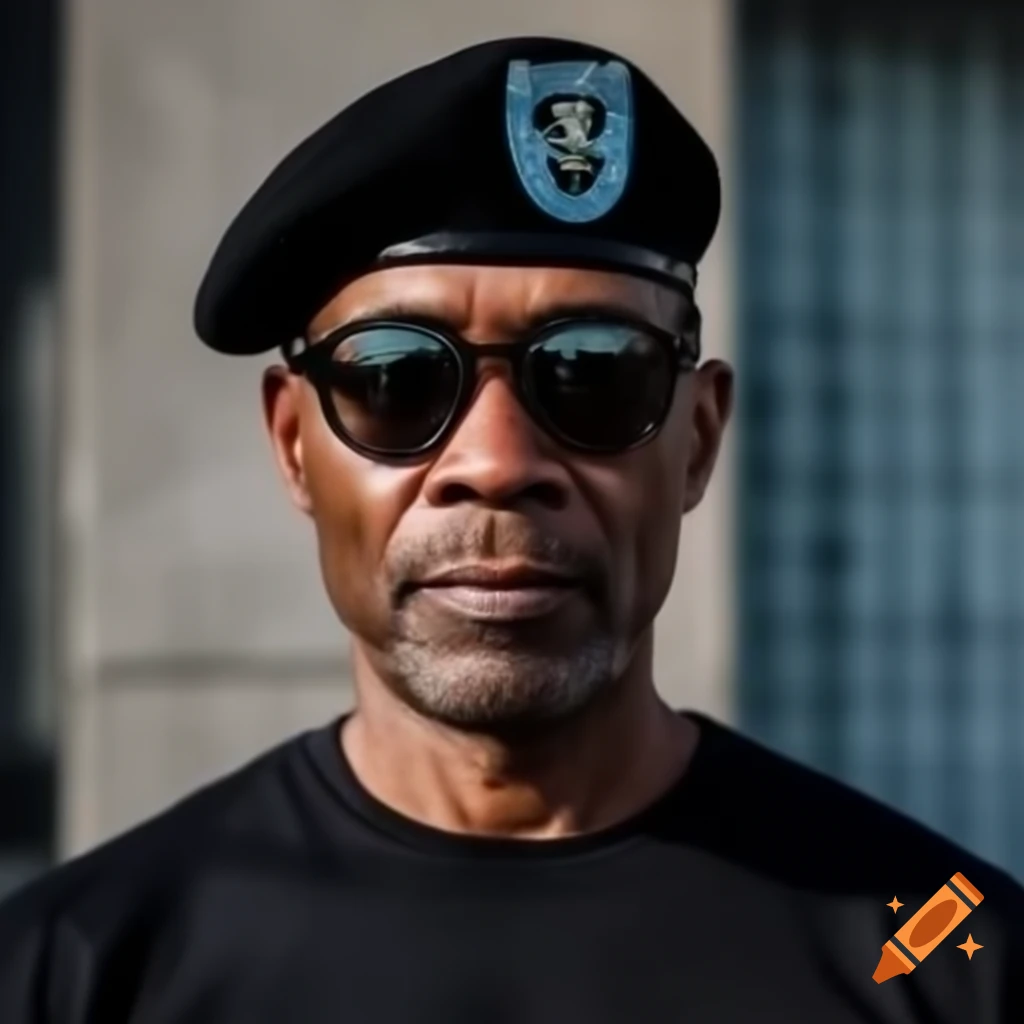 African-American paramilitary member in tactical attire on Craiyon