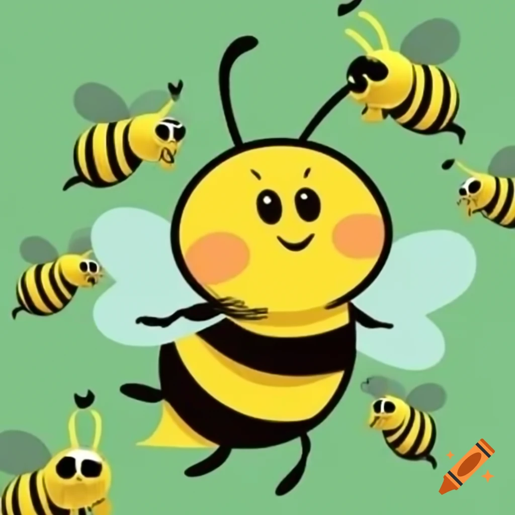 Flying bees in comic style illustration on Craiyon