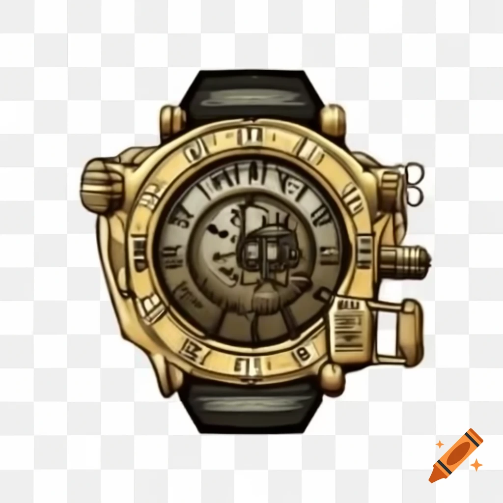 Steampunk time machine wristwatch with aged brass design for 2D game ...