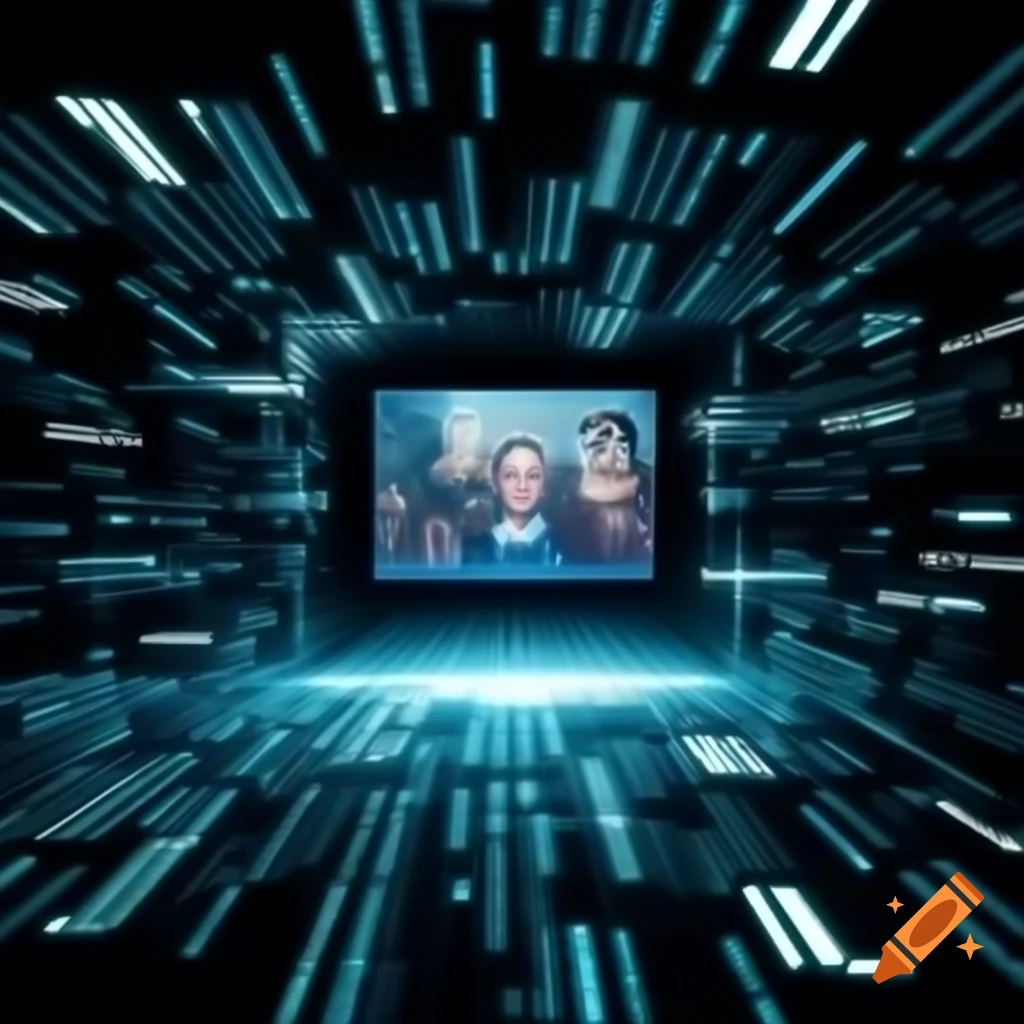 Futuristic AI interface transforming text into a movie scene with ...