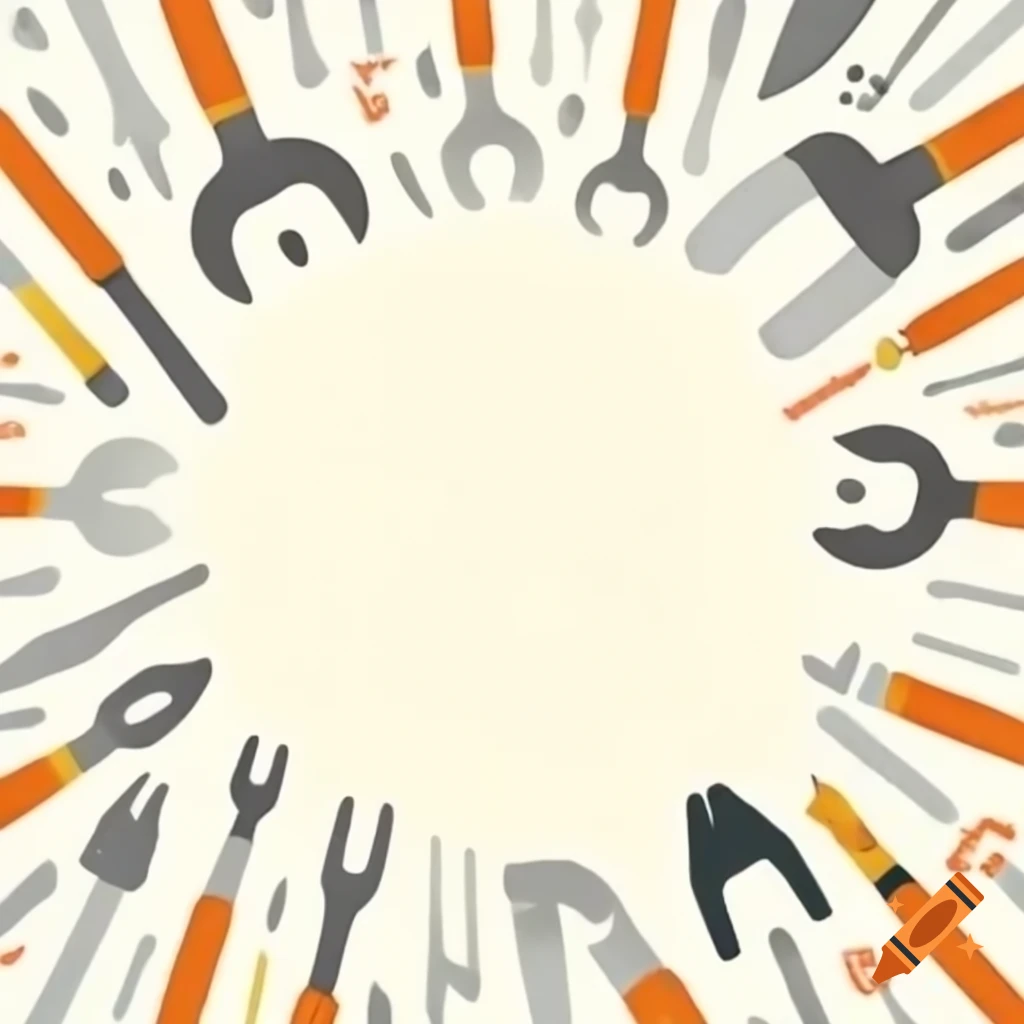 Cartoon tools with text 'Creating Destruction' on white background, A4 ...