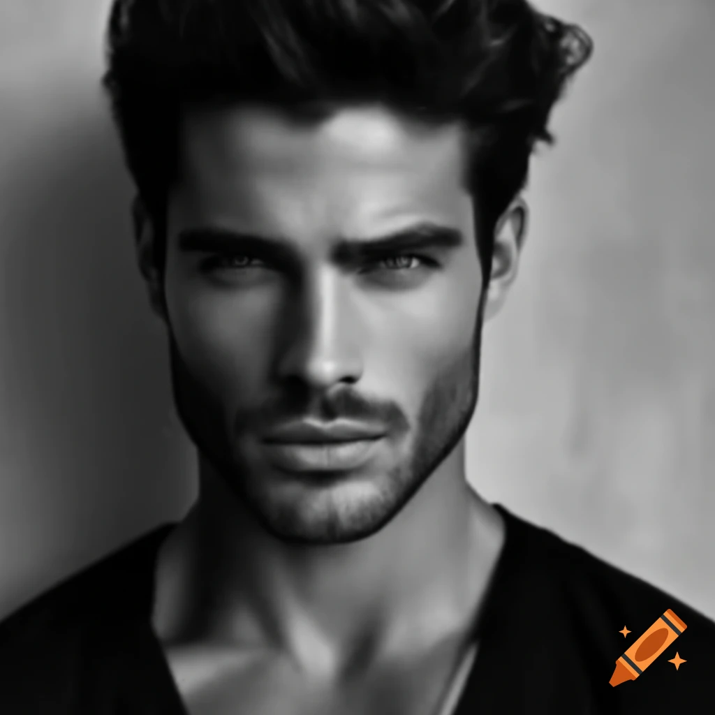 Spanish male supermodel with confident smirk in high contrast photo on ...