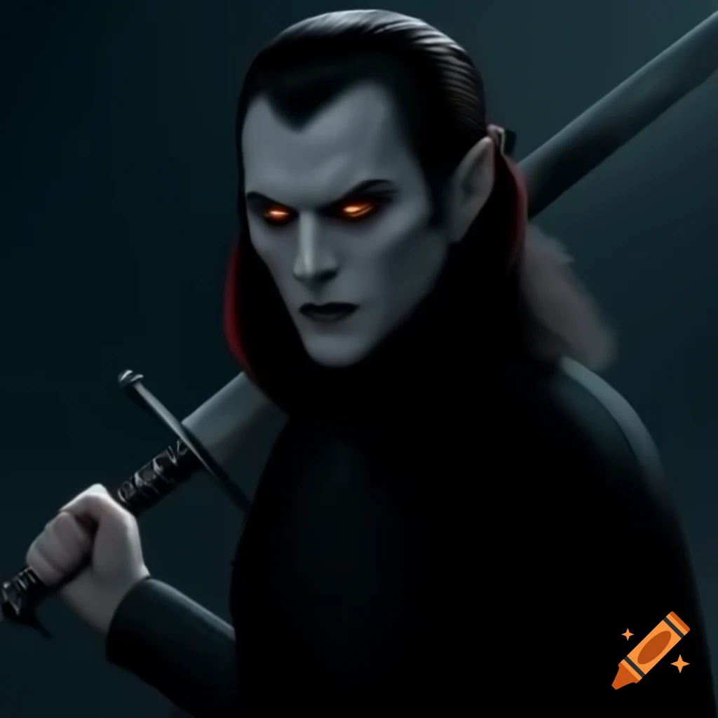 Zombie vampire warrior wielding a sword on Craiyon