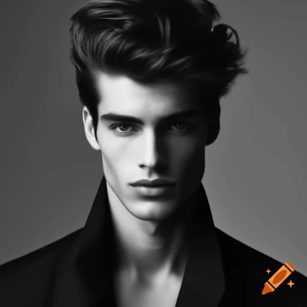 Spanish male supermodel posing confidently in high contrast fashion on ...