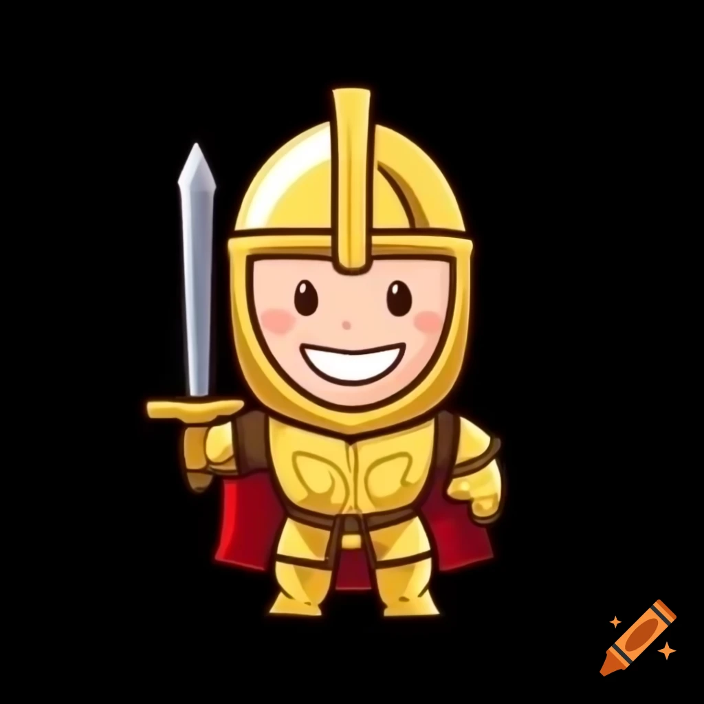 Knight smiling in golden armor on Craiyon