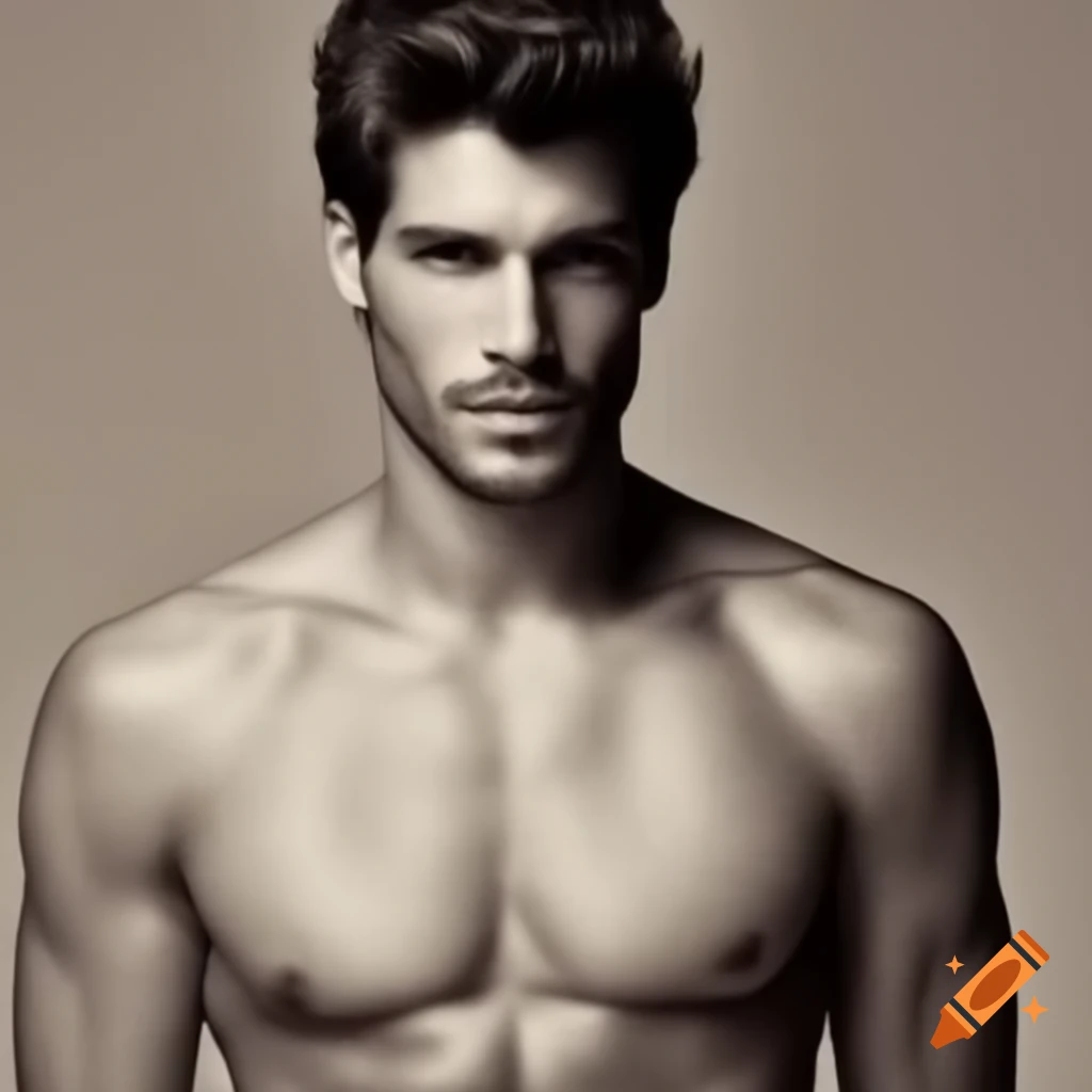 Confident Spanish male supermodel in relaxed pose with smile, high ...