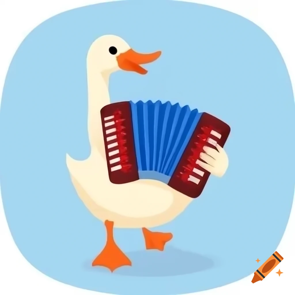 Goose playing diatonic accordion in a whimsical setting on Craiyon