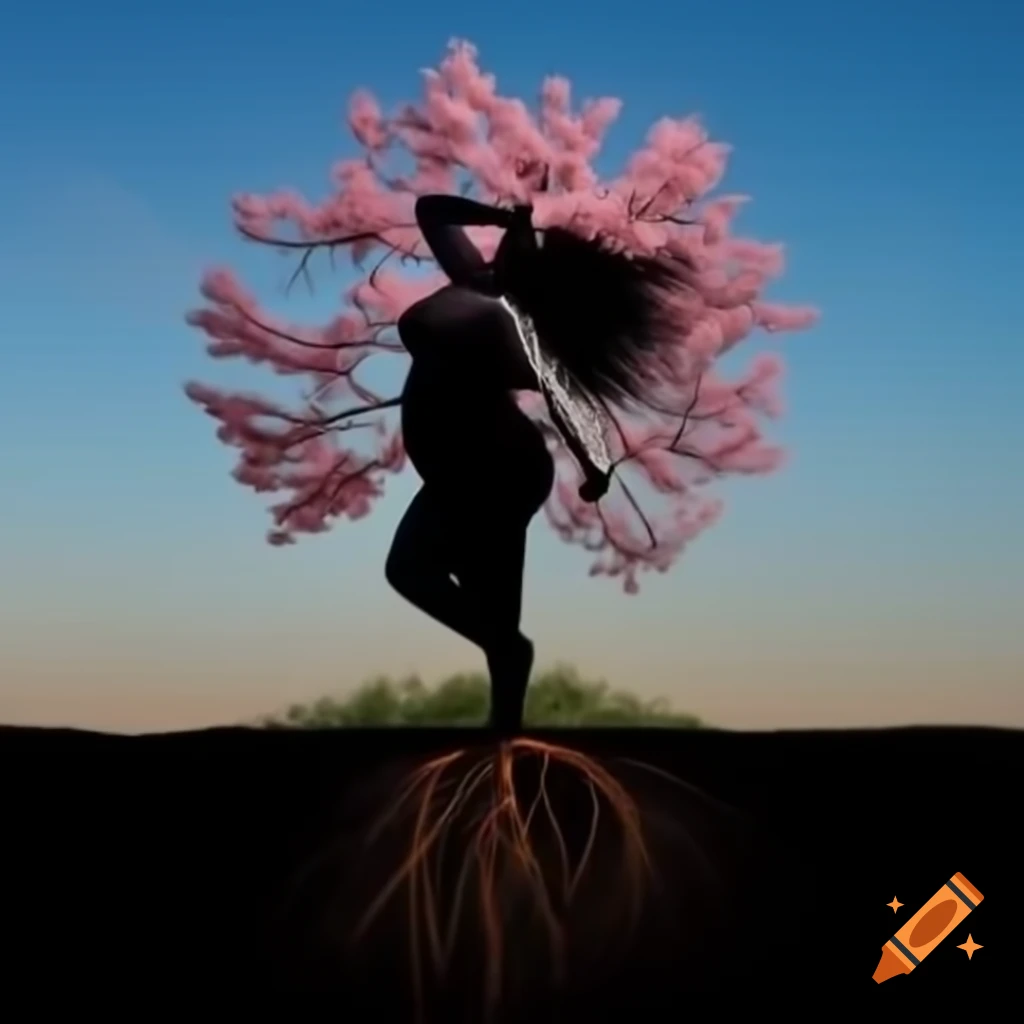 Silhouette of strong plus size woman symbolizing growth and strength on ...