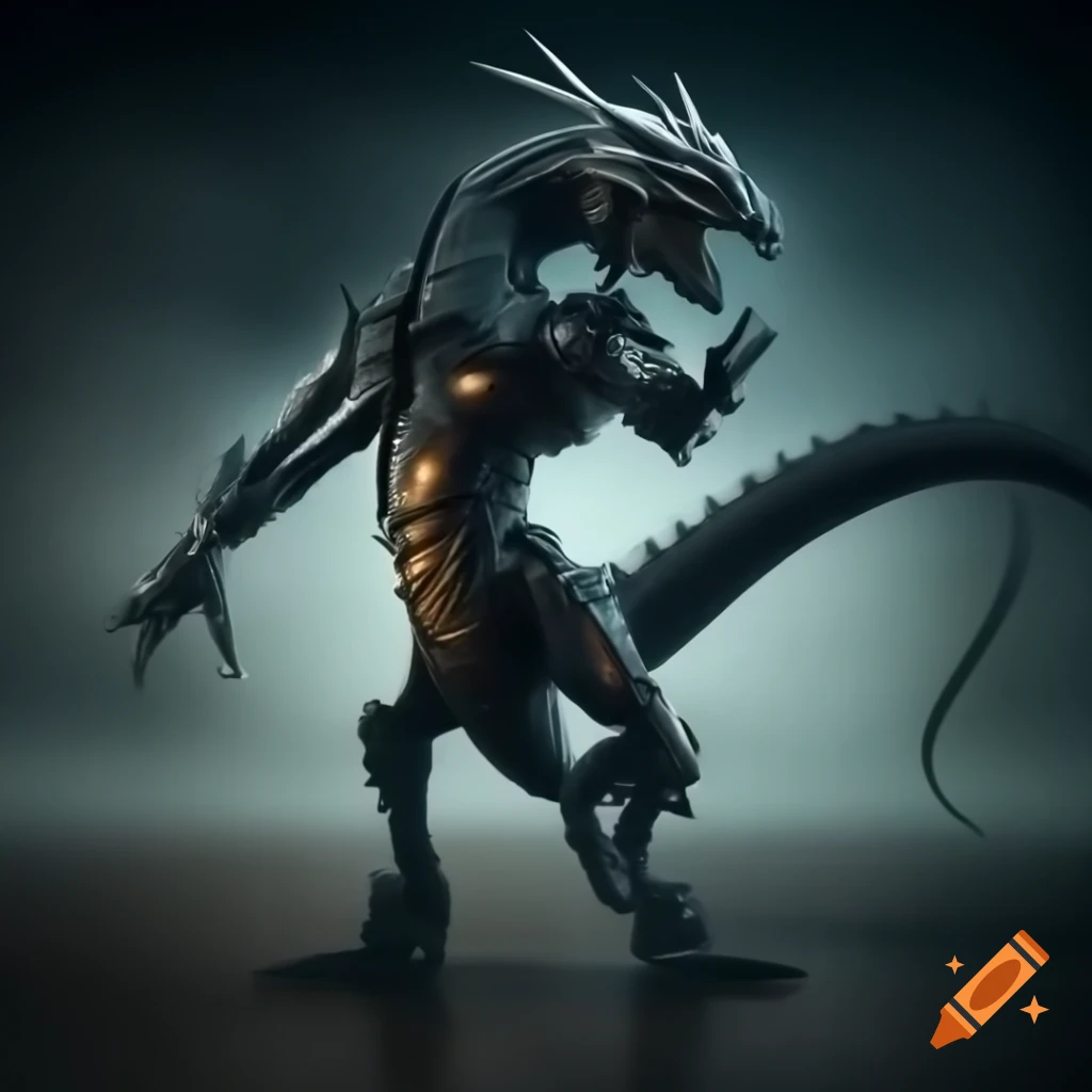 Cyber dragon goddess dancing in a highly detailed, ultra-realistic ...