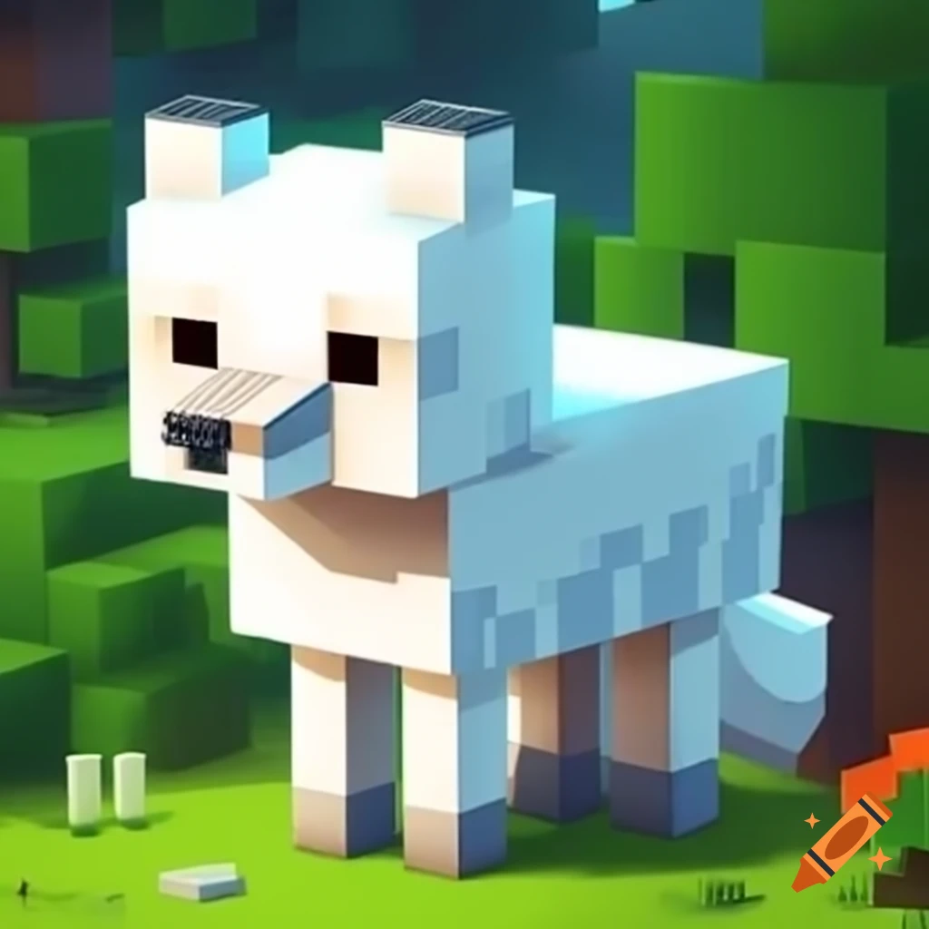 Minecraft-style snow fox on Craiyon