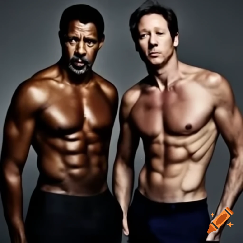 Denzel Washington and David Duchovny showcasing muscular physiques on ...