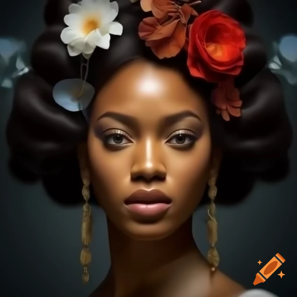 Ethereal portrait of German goddess with beautiful hair in high fashion ...