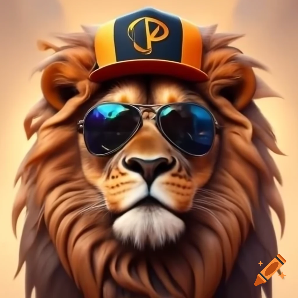Meme gaming lion wearing sunglasses and a backward cap on Craiyon