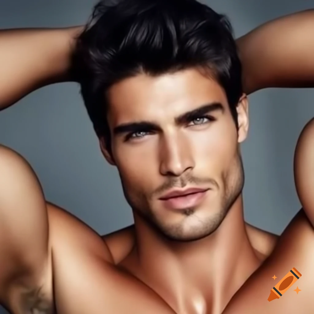 Confident Spanish male supermodel in a relaxed full body shot on Craiyon