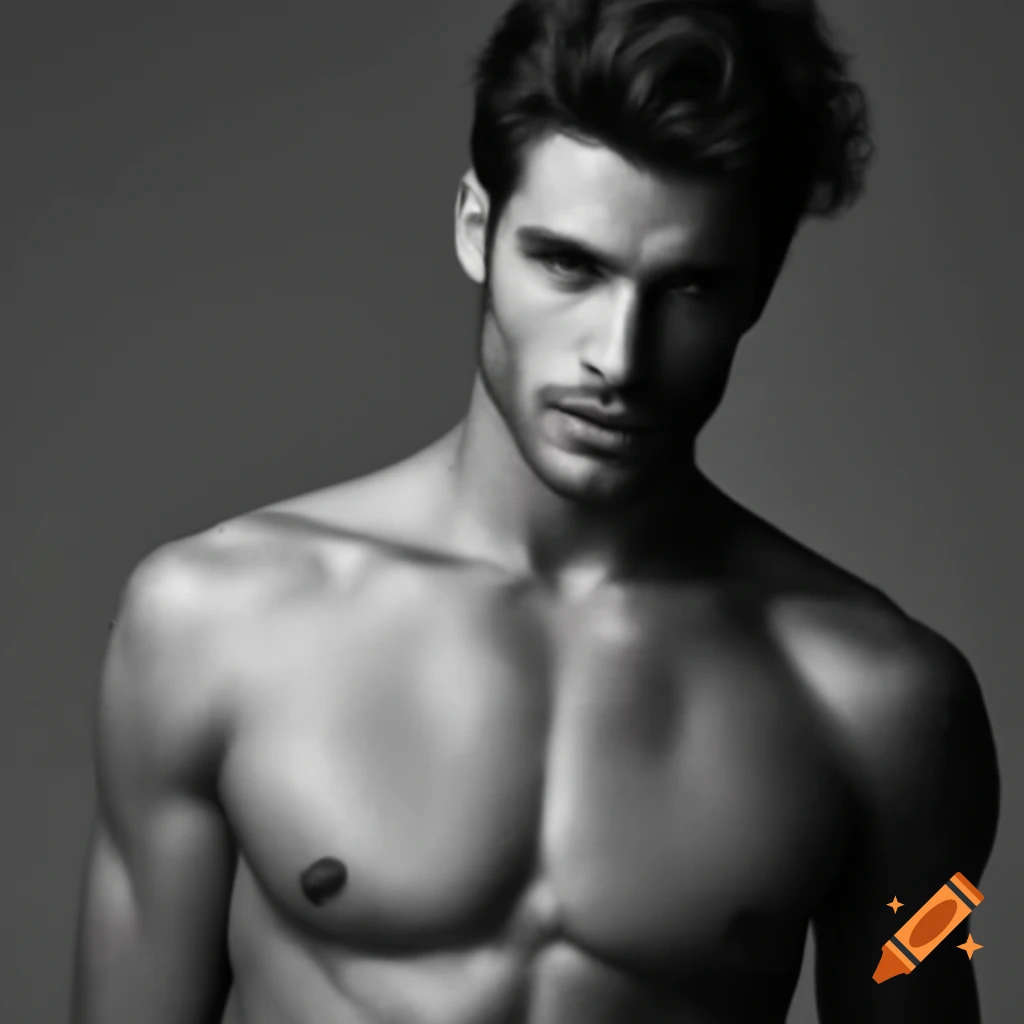 Confident Spanish male supermodel posing with a smile in a relaxed ...