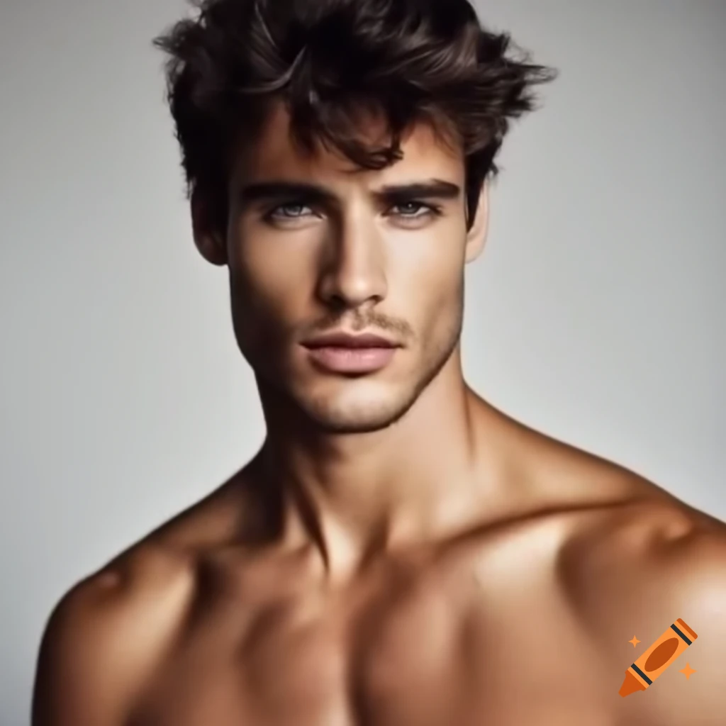 Spanish male supermodel posing confidently with a smile on Craiyon