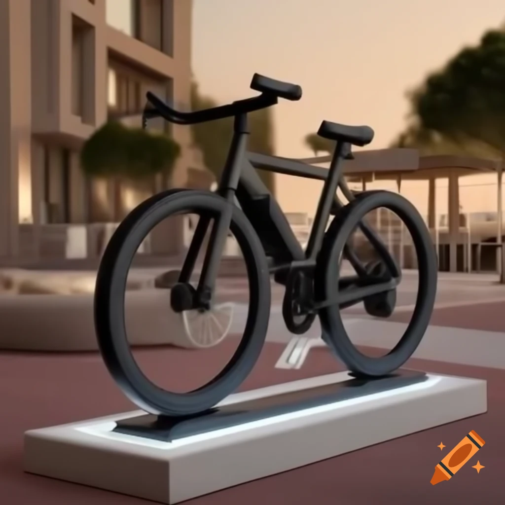 Innovative concrete bike rack sculpture in Dubai with solar charging ...