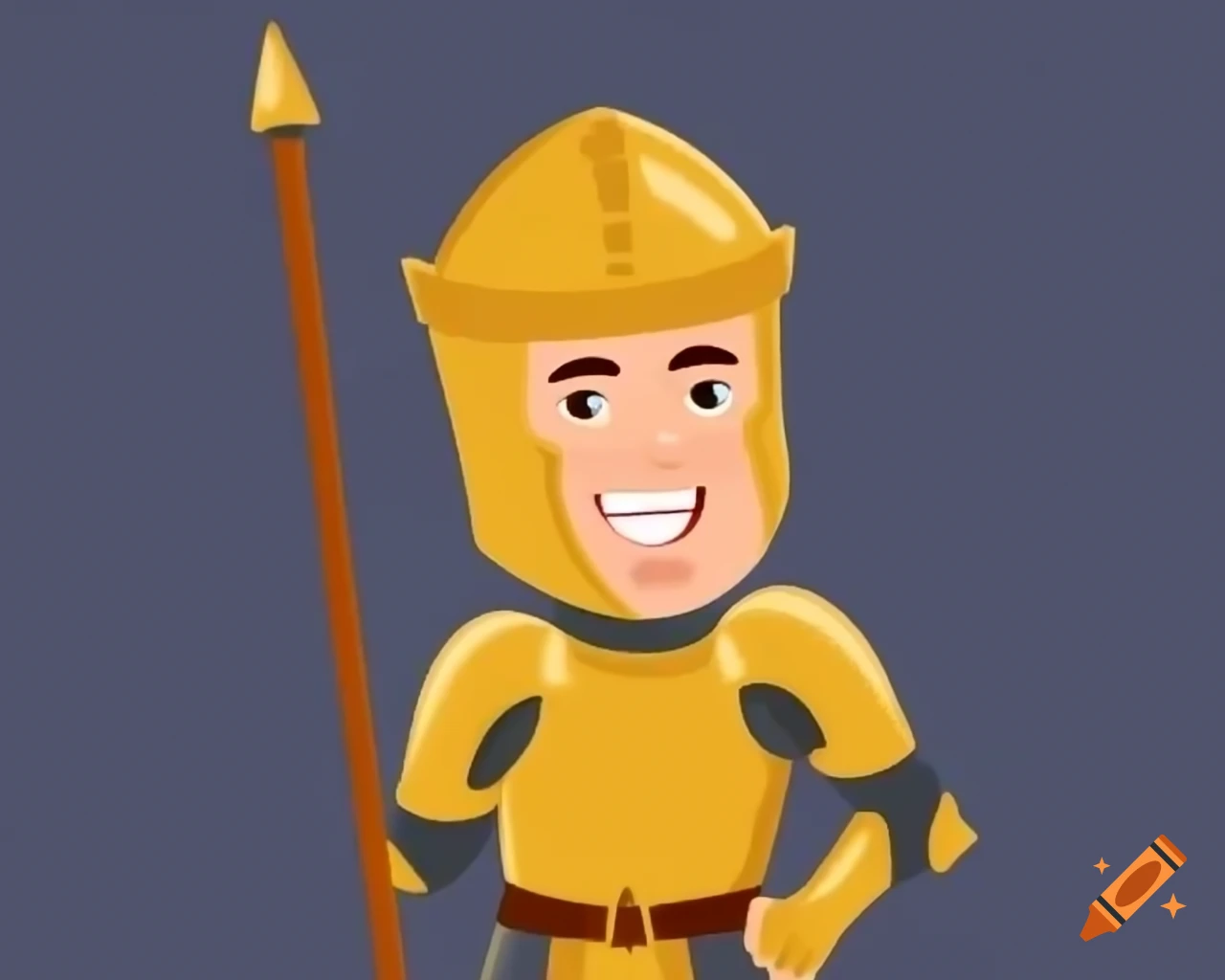 Knight in golden armor smiling on Craiyon