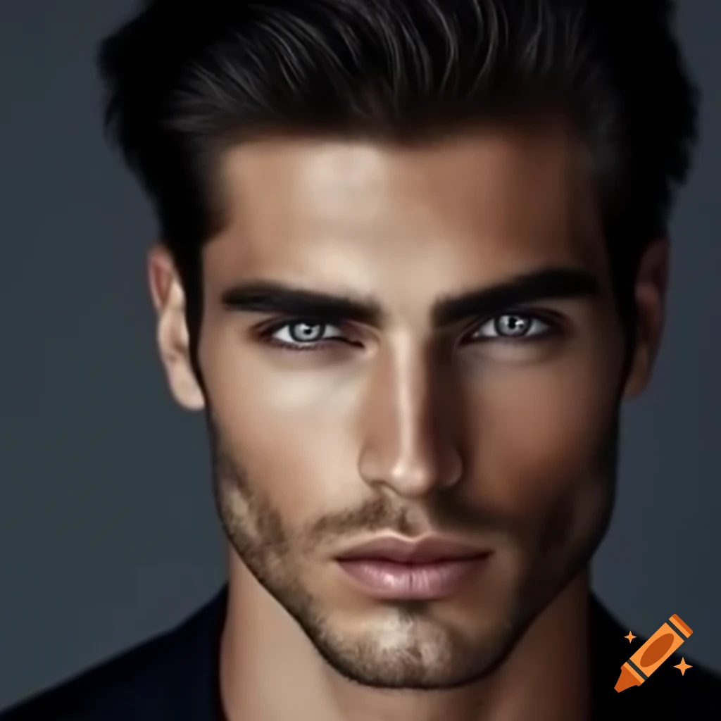 Confident Spanish male supermodel in high contrast portrait on Craiyon