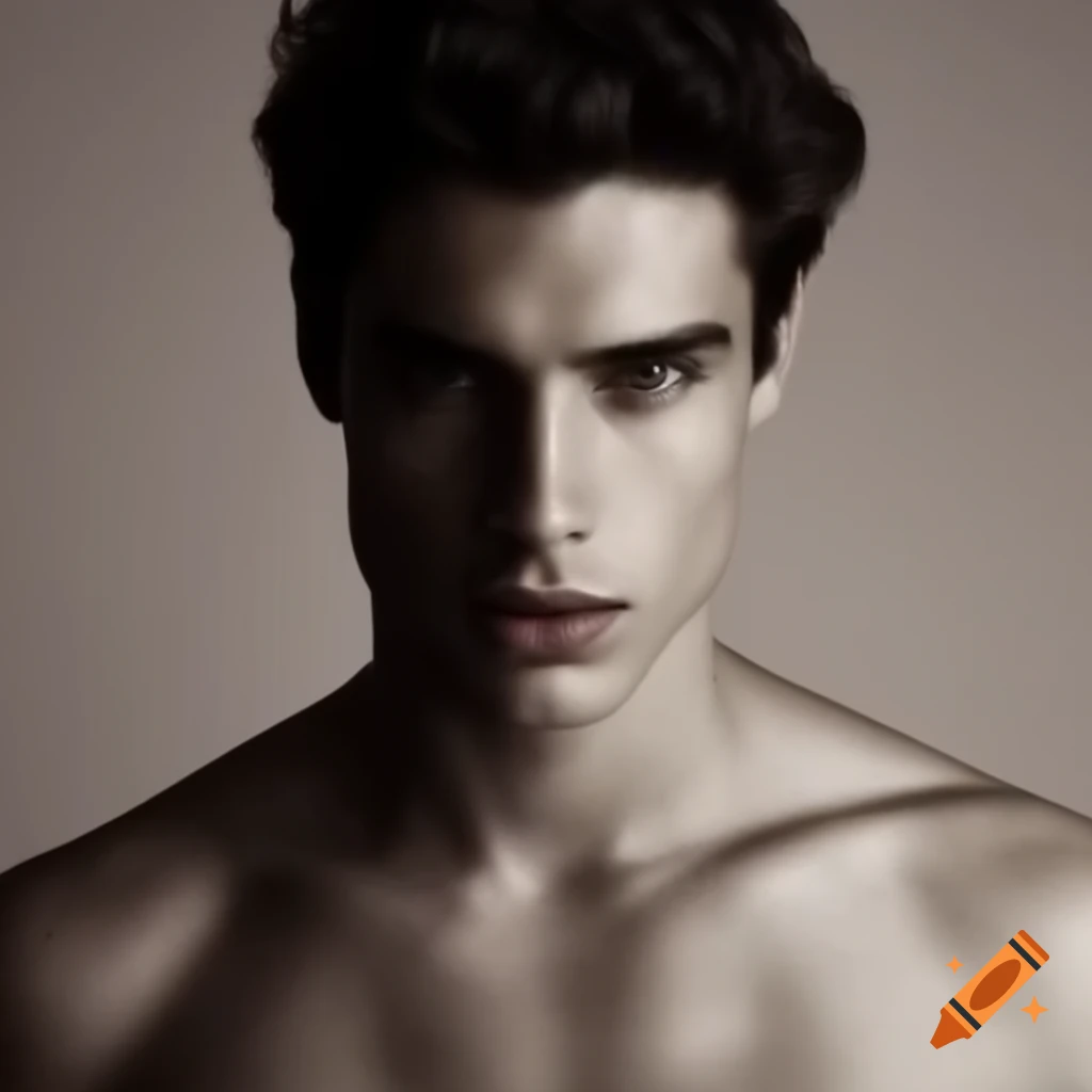 Confident Spanish male supermodel in relaxed pose with smile, high ...