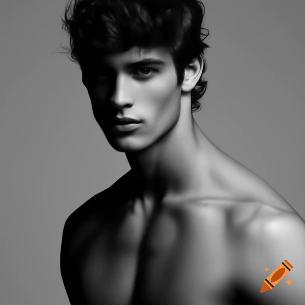 Confident Spanish male supermodel in high contrast portrait on Craiyon