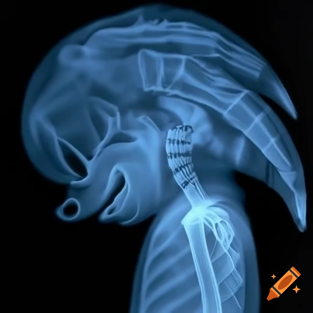 X-ray illustration of fictional character Sonic the Hedgehog showing ...