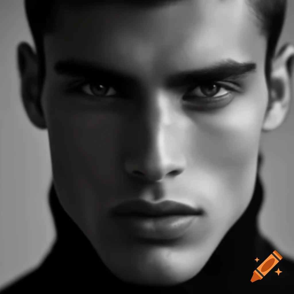 Confident Spanish male supermodel in dynamic pose with high contrast lighting on Craiyon