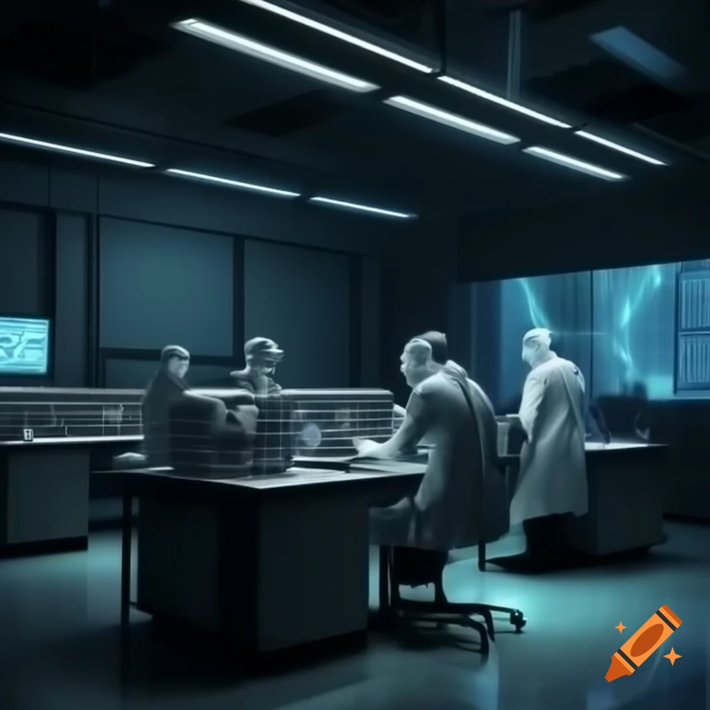 Futuristic laboratory with minimalist design focused on artificial ...