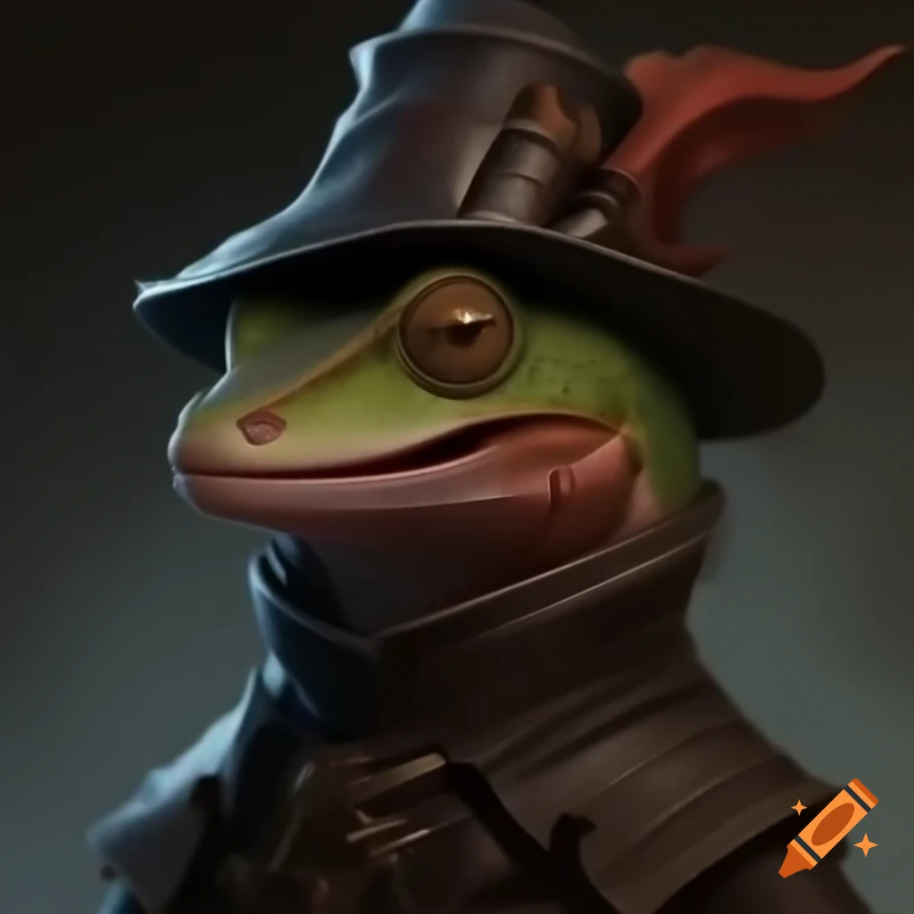Fancy gecko wearing tophat and monocle in Bloodborne style on Craiyon