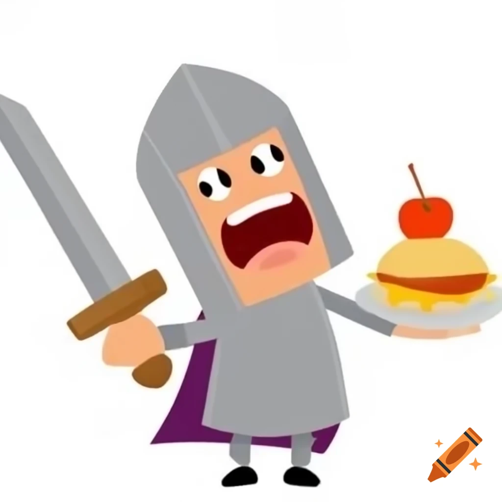 Disgruntled knight eating rotten food in Middle Ages setting on Craiyon