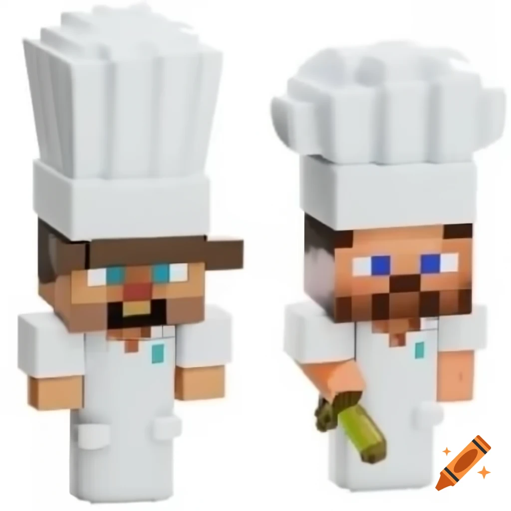 Two Minecraft chef figures, one wearing a beanie and beard on Craiyon