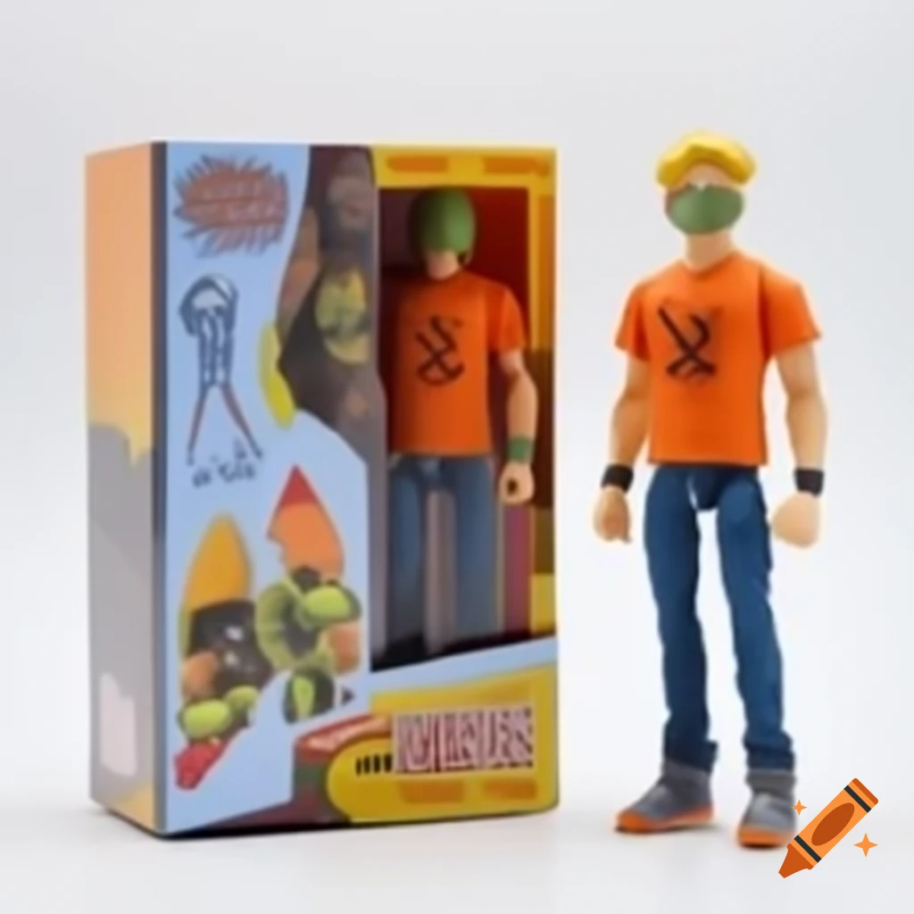 Action figure design featuring blond character in orange t-shirt and ...