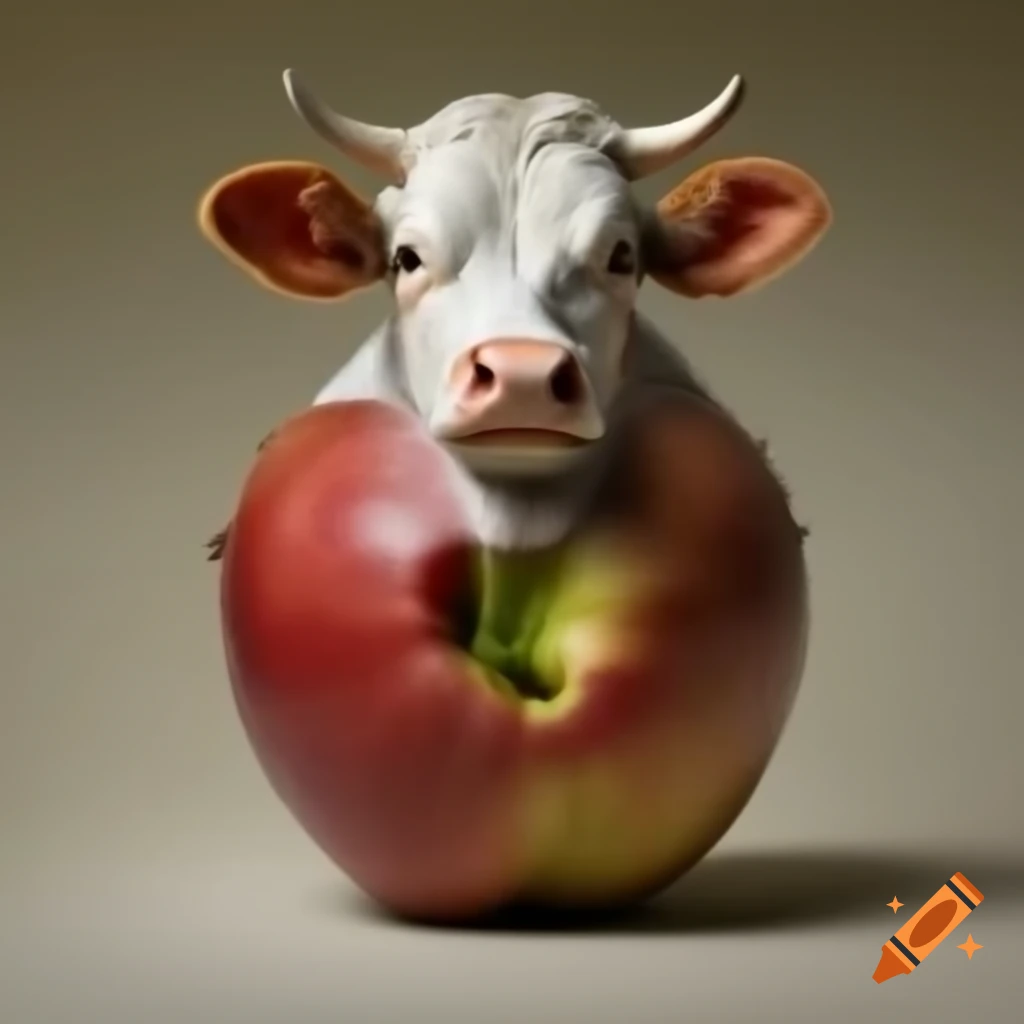 Realistic design of cow with apple body in high definition on Craiyon