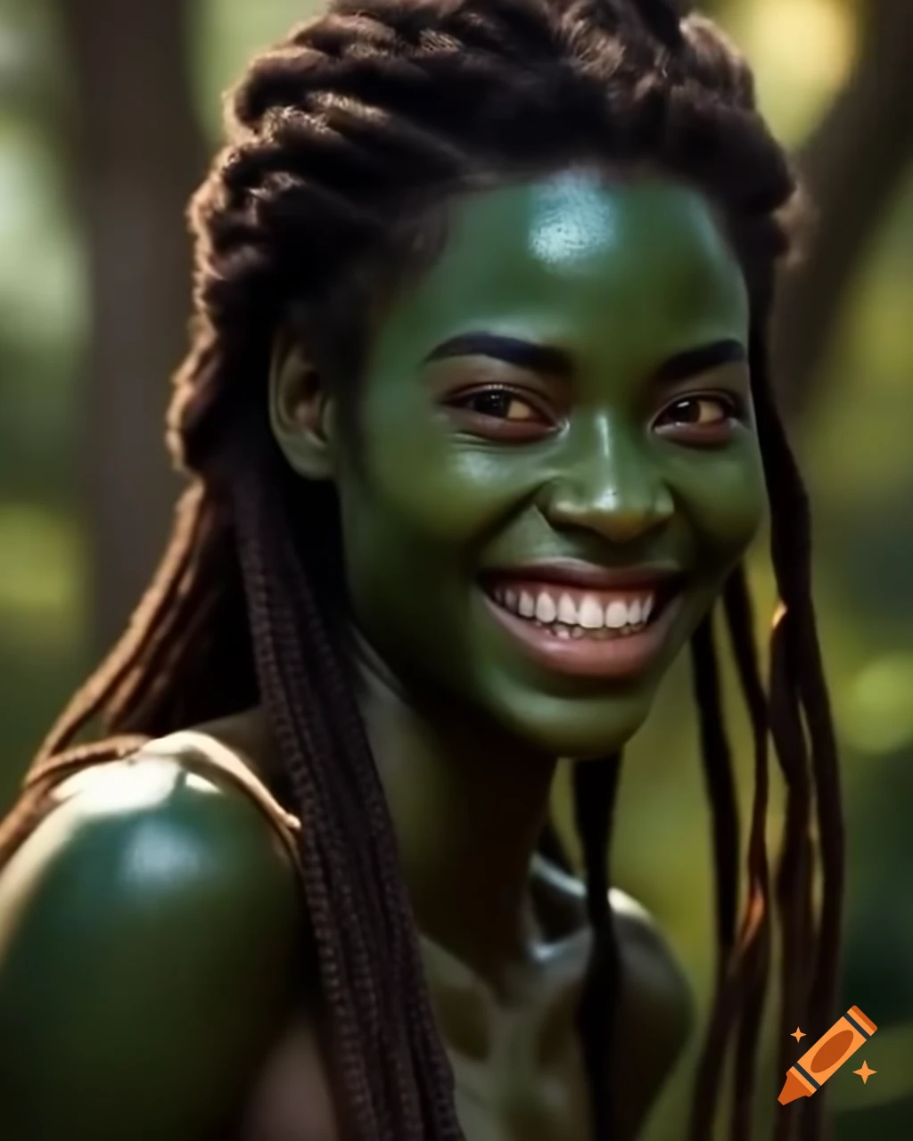 Beautiful Greek mythological female with dark brown dreadlocks and ...