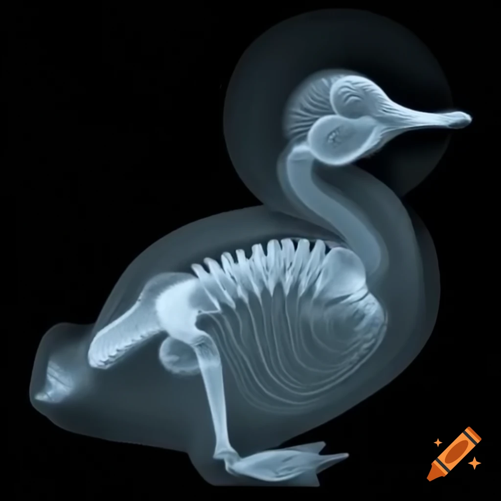 X-ray of stuffed duck toy revealing its internal structure on Craiyon
