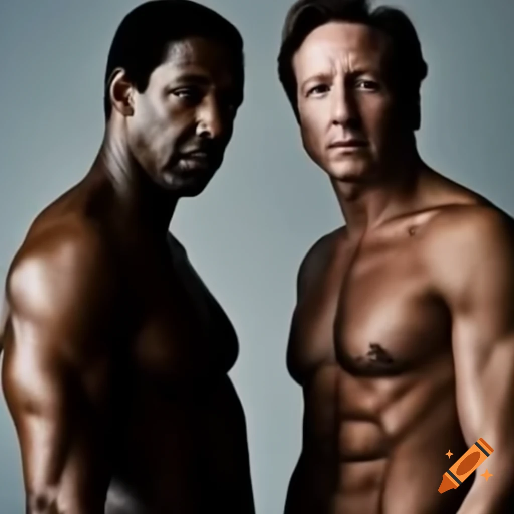 Denzel Washington and David Duchovny showcasing their muscular ...