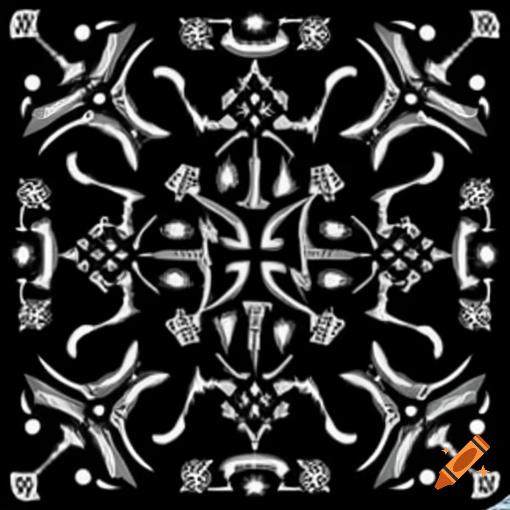 Intricate Viking runic patterns on black tiled texture on Craiyon