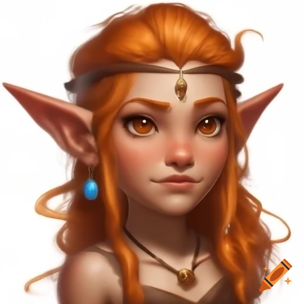 Female gnome with ginger hair and jewelry in Dungeons and Dragons style ...