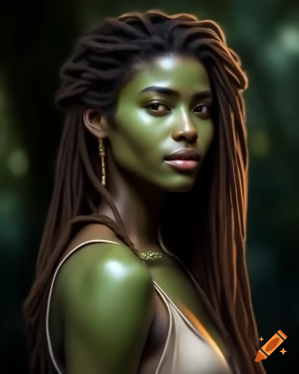 Photorealistic portrait of Greek mythological female with dark brown ...