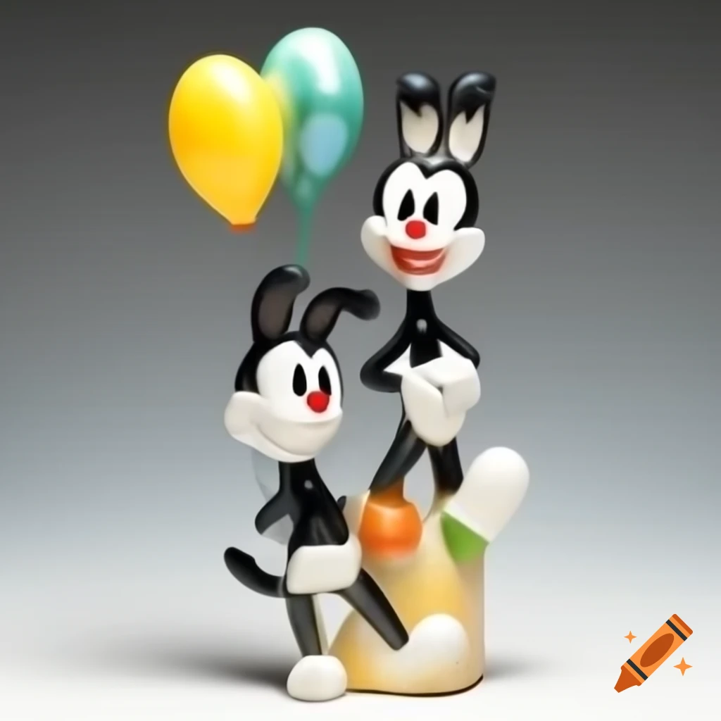 Whimsical hand-painted ceramic figure of sad Animaniacs and Mario ...