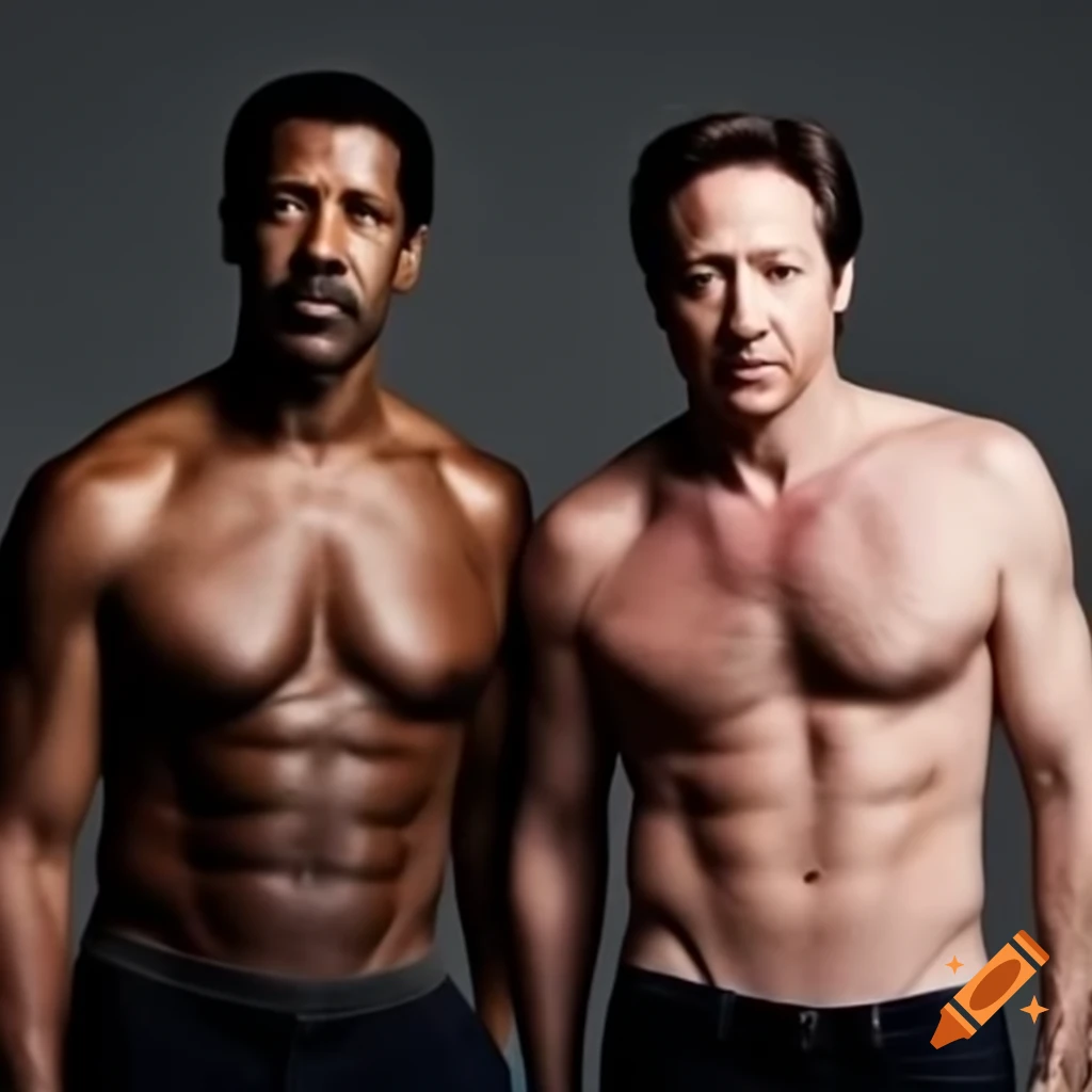 Denzel Washington and David Duchovny showcasing their muscular ...